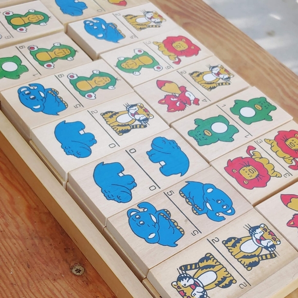 Toys | Vintage Wooden Jungle Animals Domino Set | Poshmark